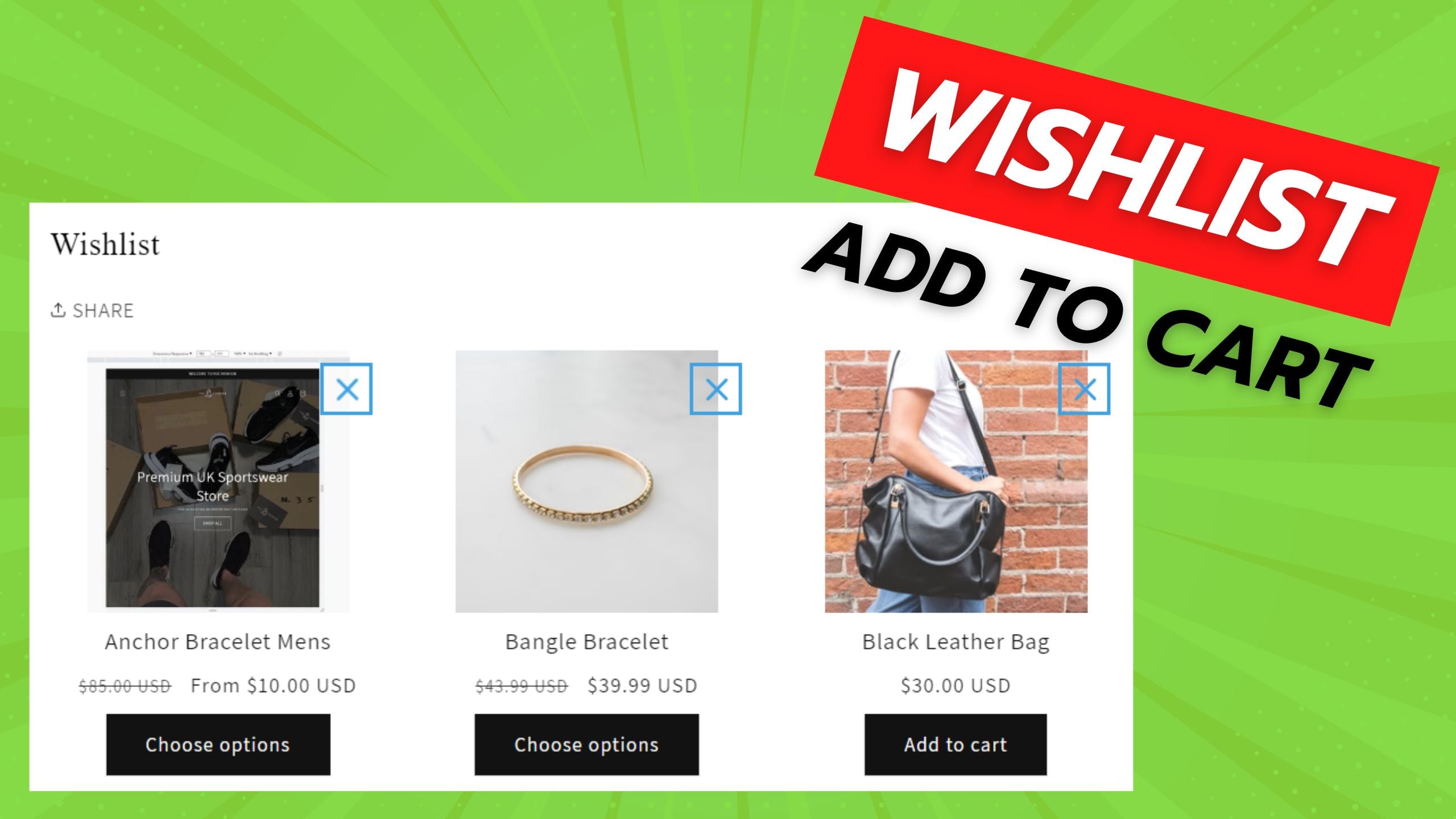 Wishlist with Add to Cart Button – Made4Uo